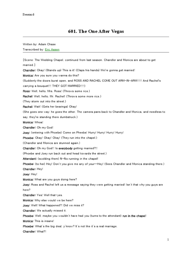 프렌즈 (미국드라마) 전시즈 (문서 + mp3) Season06 - Script | PDF | Friends