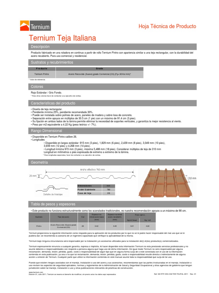 Ternium Teja Italiana Ca 1 | PDF