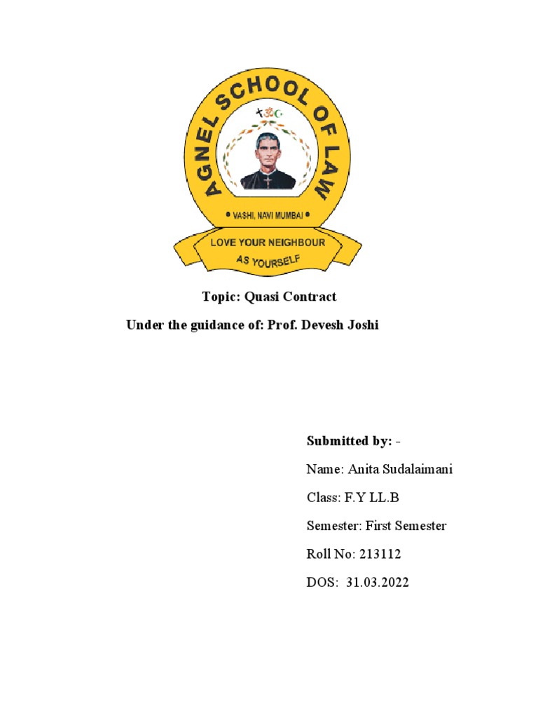 Law of Contract - Roll No. 213112 | PDF | Law Of Obligations | Damages