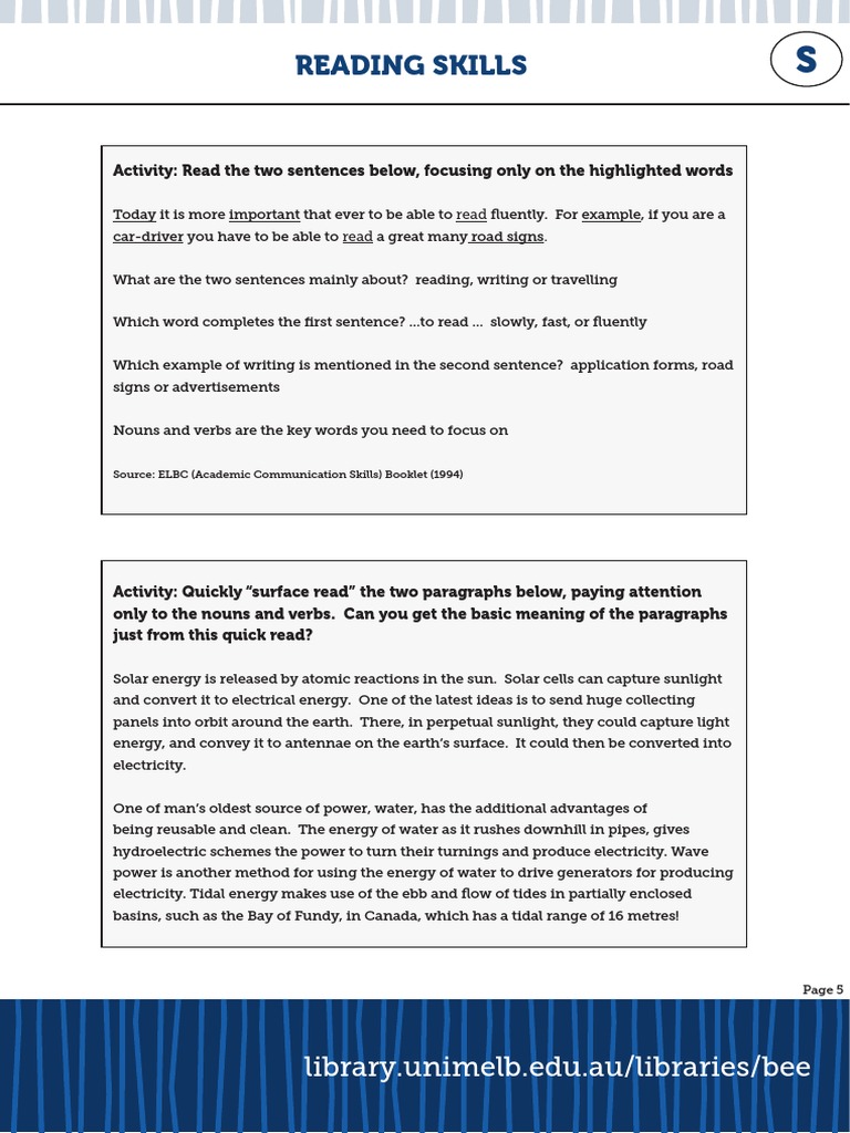 Reading Skills for Academic Success | PDF