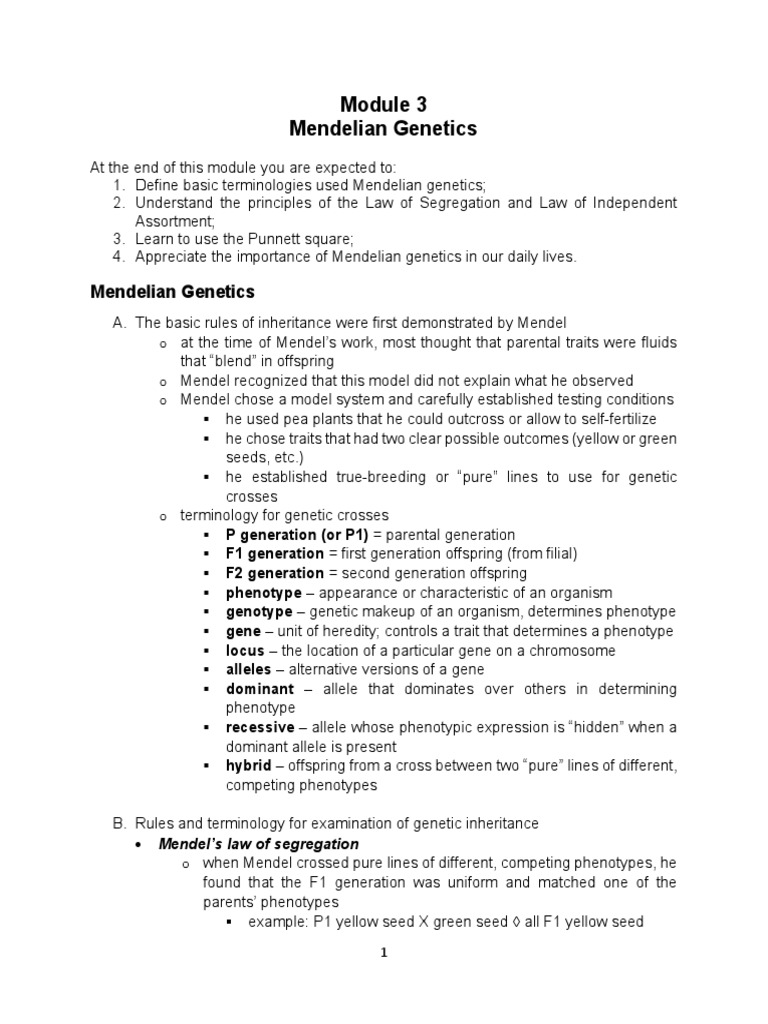 Mendelian Genetics Overview and Principles | PDF | Dominance (Genetics ...