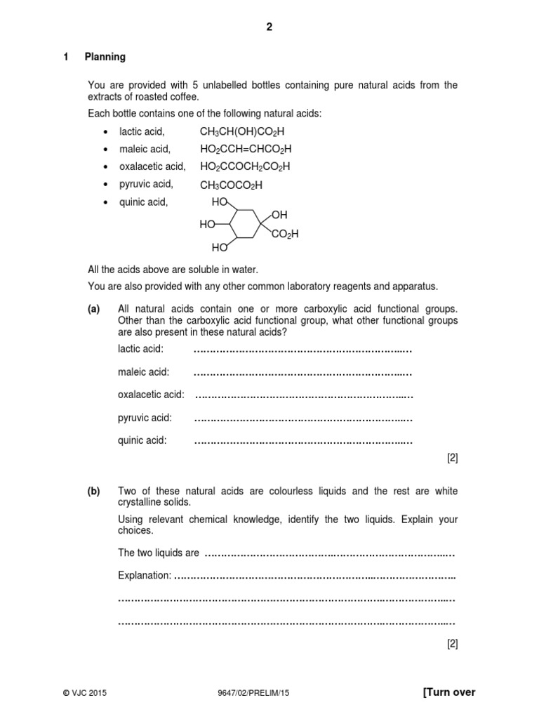 VJC H2 Chem P2 | PDF | Cysteine | Alanine