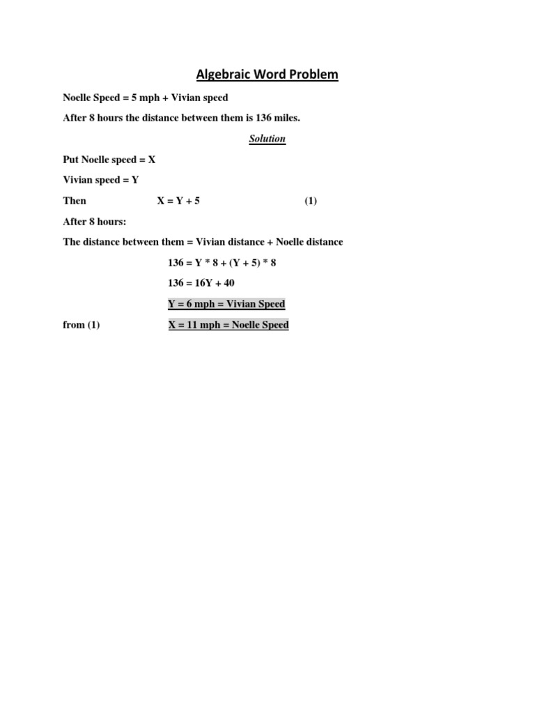 Algebraic Word Problem | PDF