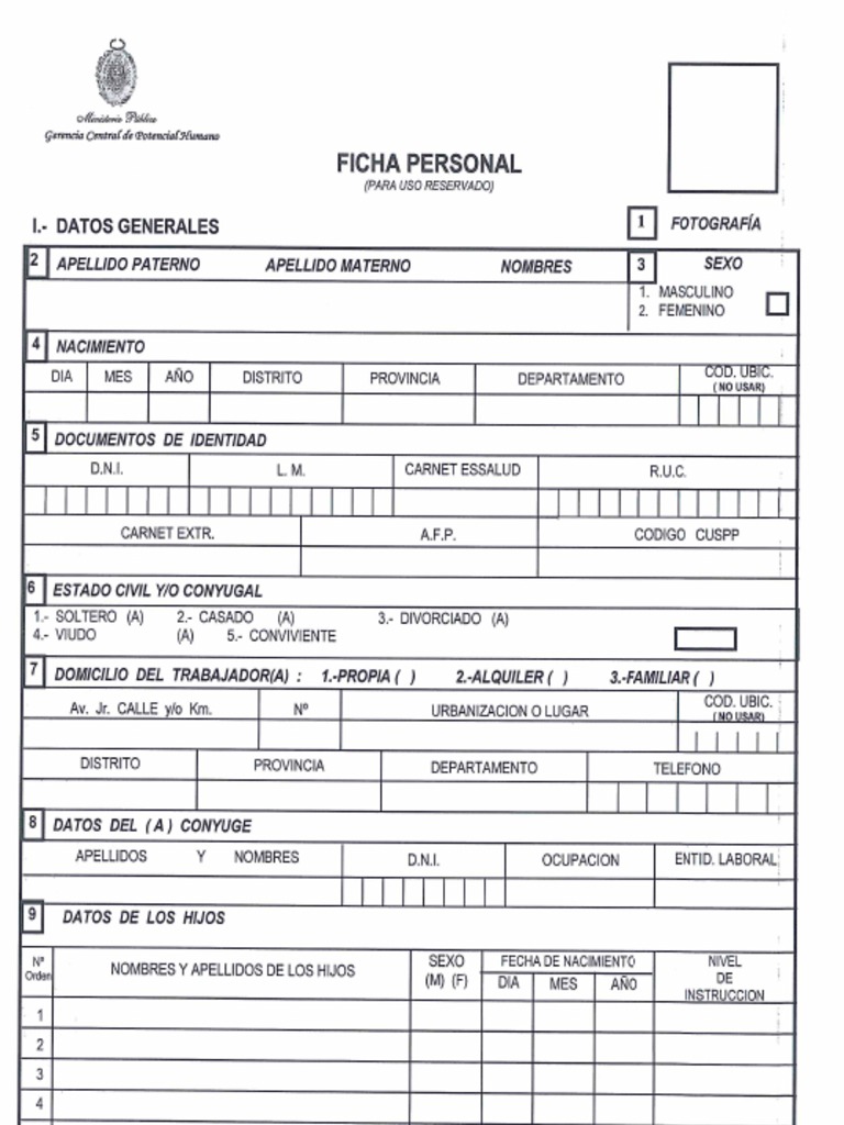 Formato - Ficha Personal | PDF