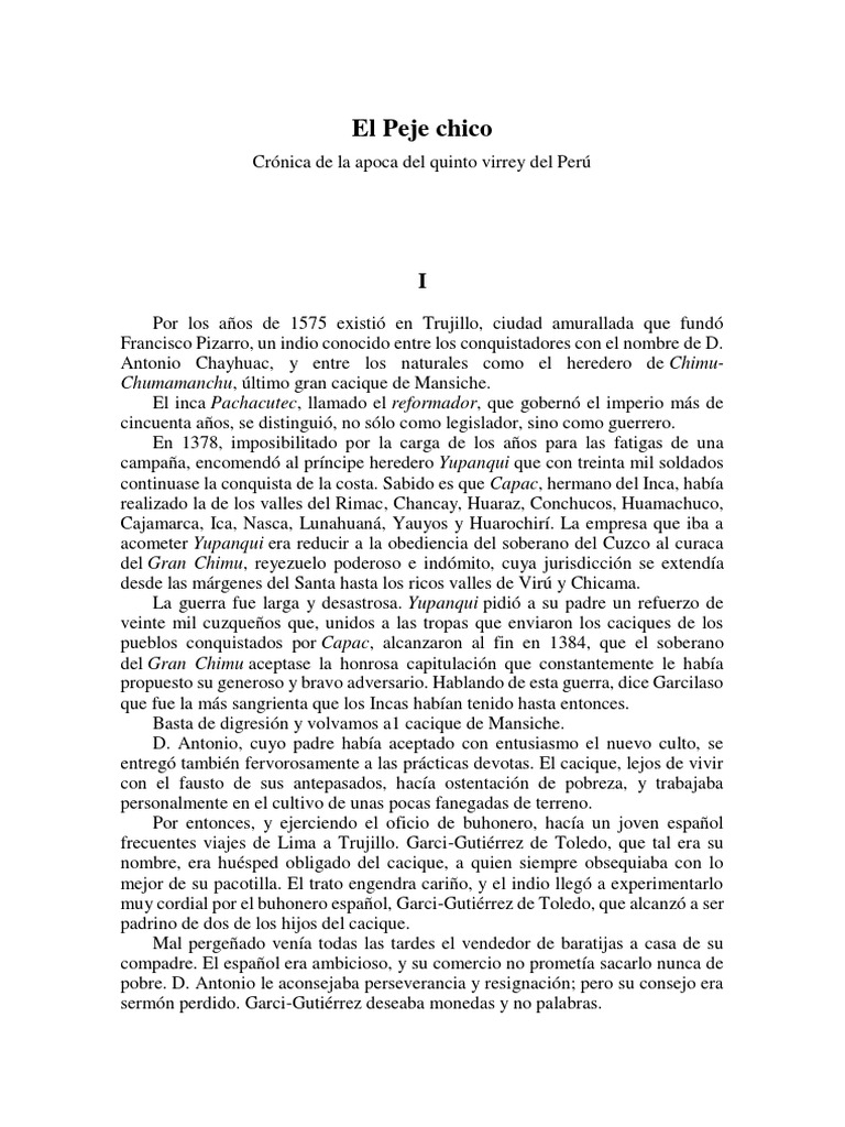 El Peje Chico | PDF | Francisco Pizarro | Imperio Inca