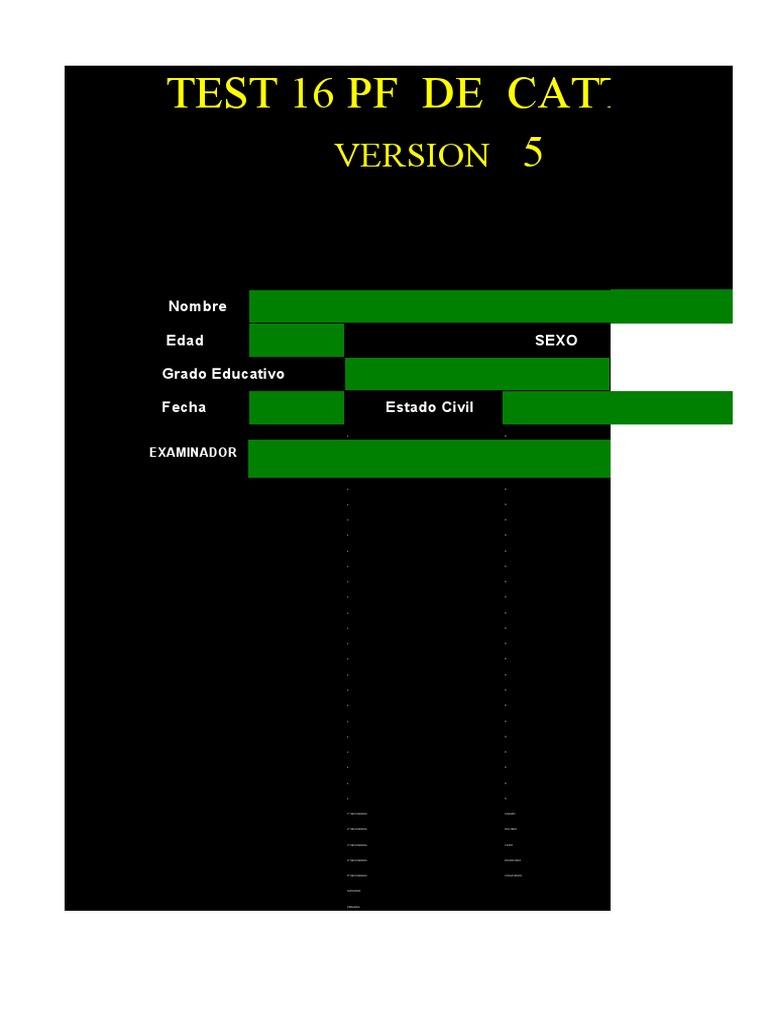 Test 16P en Excel | PDF | Pensamiento