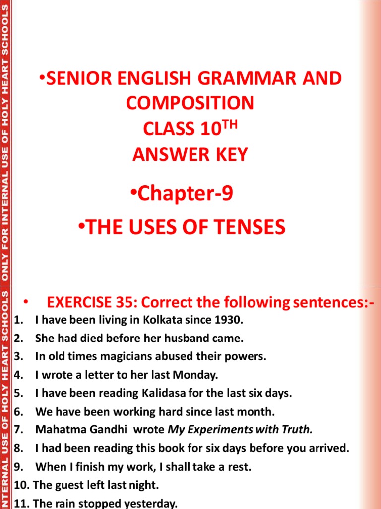 Senior English Grammar And: Composition Class 10 Answer Key | PDF