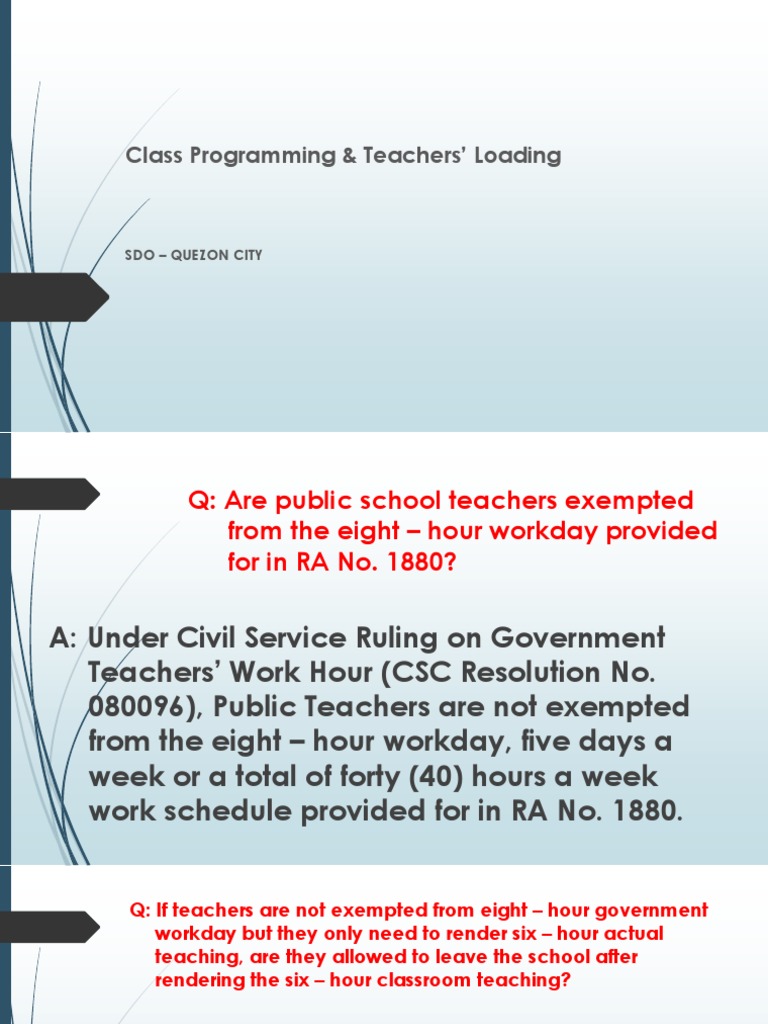 Class Loads & Teaching Hours for Public School Teachers | PDF ...