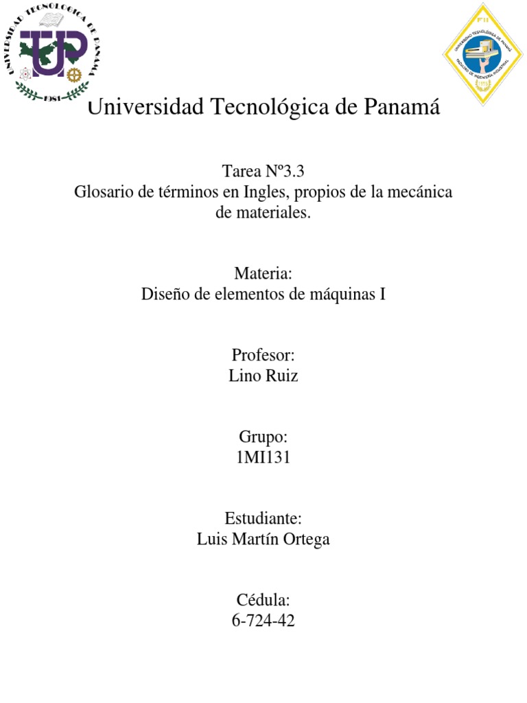 Tarea #3.3 Glosario Diseño de Elemento de Materiales I | PDF | Deformación (ingeniería) | Estrés ...