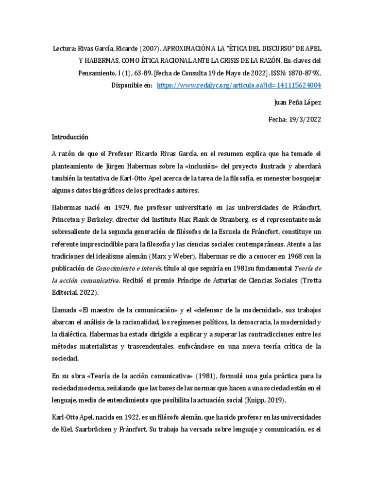 Ensayo Metafísica | PDF | Jürgen Habermas | Moralidad