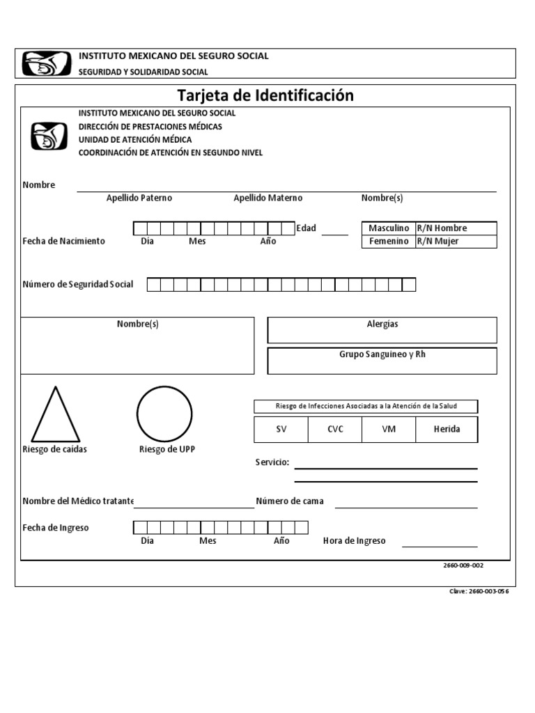 Ficha de Identificación del Paciente IMSS | PDF