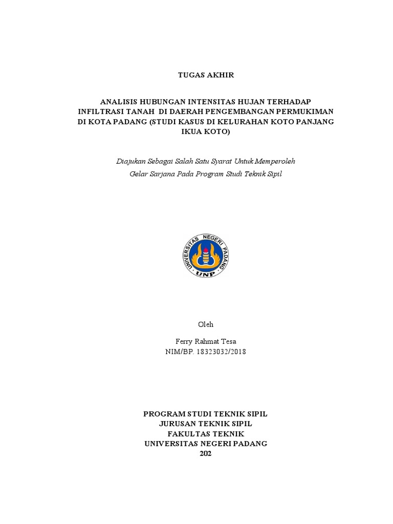 Analisis Hubungan Intensitas Hujan Terhadap Infiltrasi Tanah Di Daerah ...