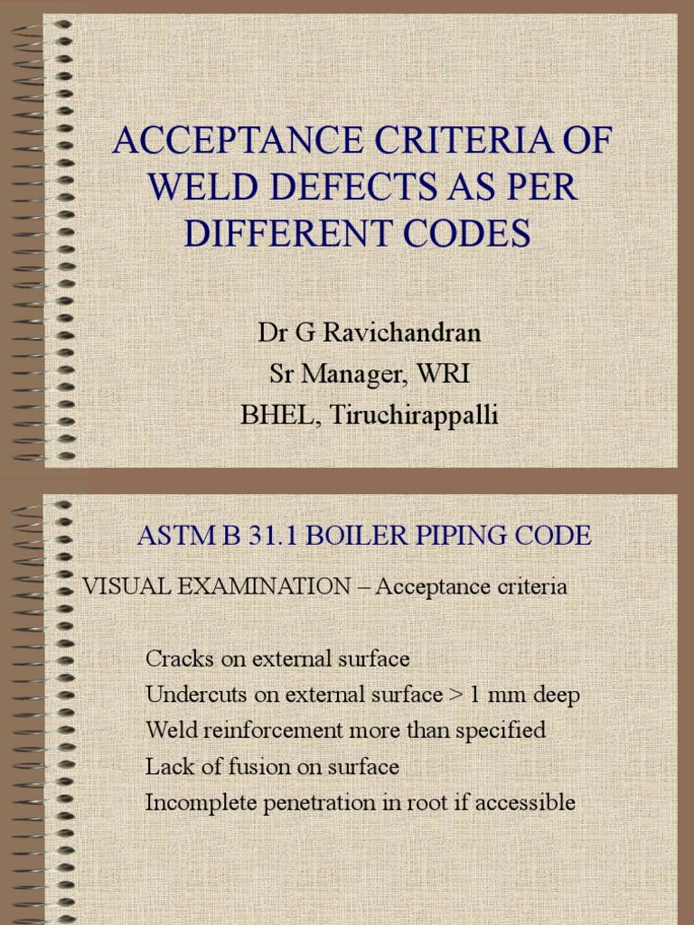 Weld Defect Acceptance Criteria Guide | PDF | Welding | Construction