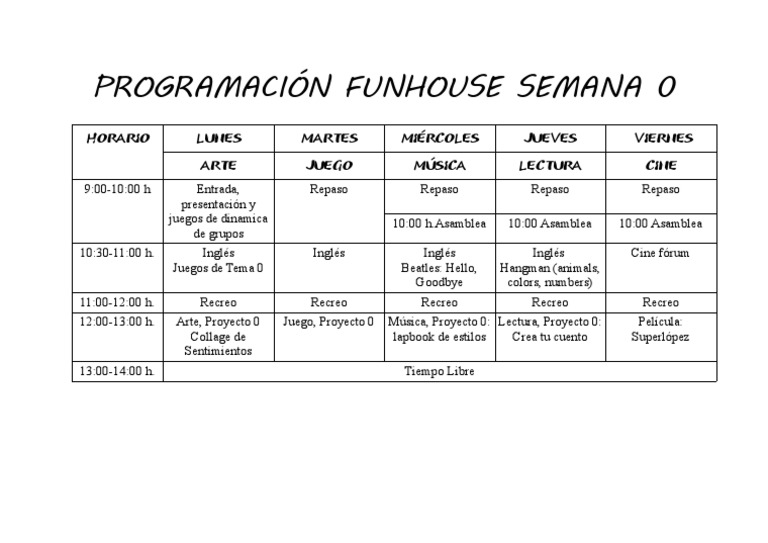 Programa Semanal | PDF