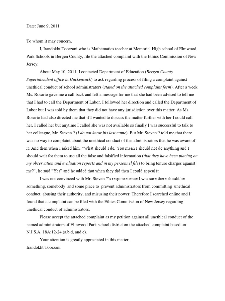 Richard D. Tomko (A/K/A Richard Tomko) Et Al.//// School Ethics ...