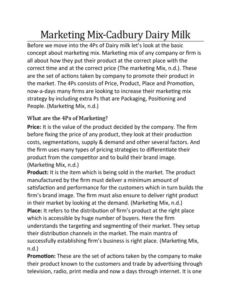 4Ps of Dairy Milk | PDF | Marketing | Chocolate