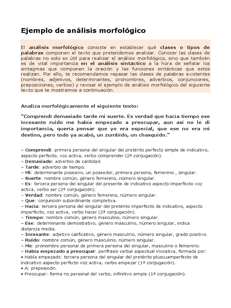 Ejemplo de Análisis Morfológico | PDF | Verbo | Género gramatical