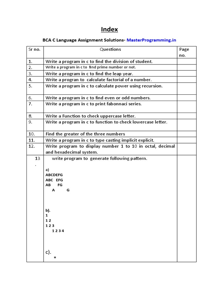 MasterProgramming - in - BCA C Programing Assignment 2021 | PDF ... MasterProgramming - in - BCA C Programing Assignment 2021 | PDF ...