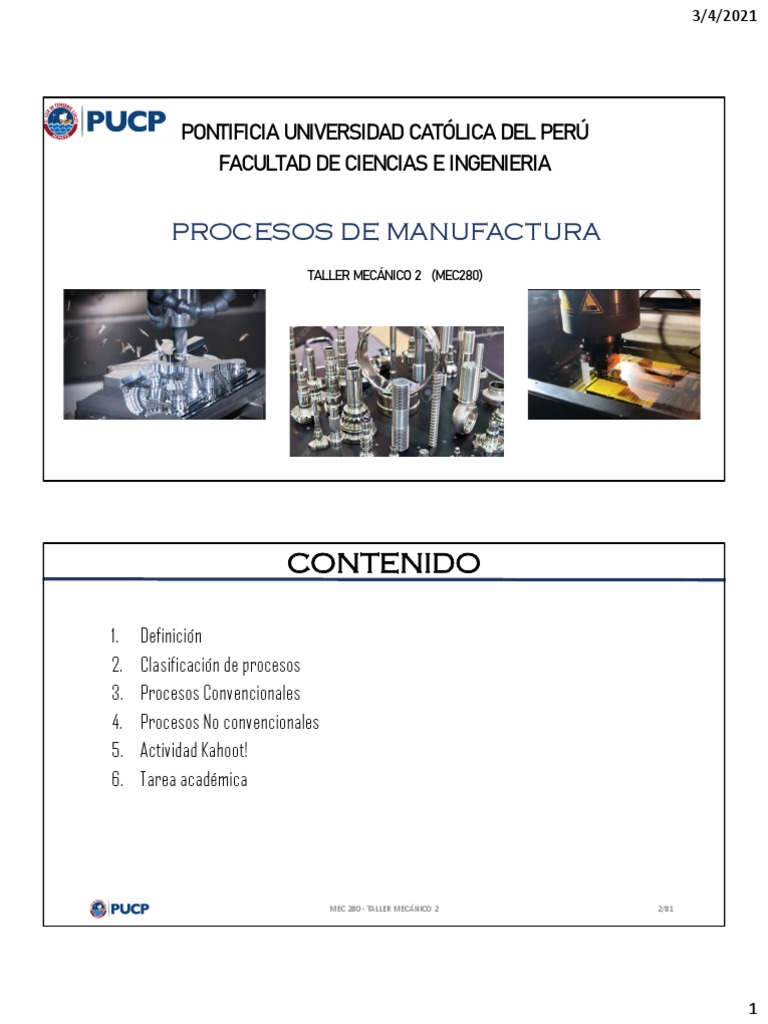 01 Tema 1 Procesos de Manufactura | Descargar gratis PDF | Perforar | Mecanizado