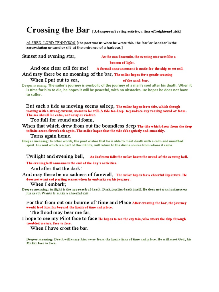 Crossing The Bar Lines | PDF