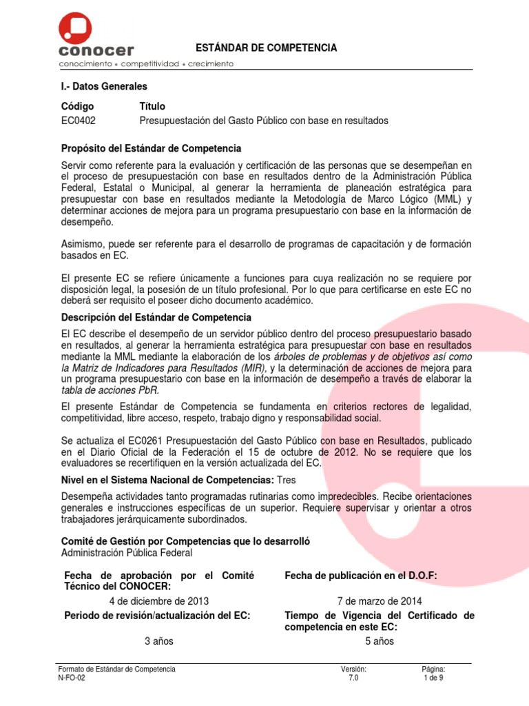 Formatontcl241106 Ec0402 Presupuesto PBR | PDF | Planificación | Presupuesto