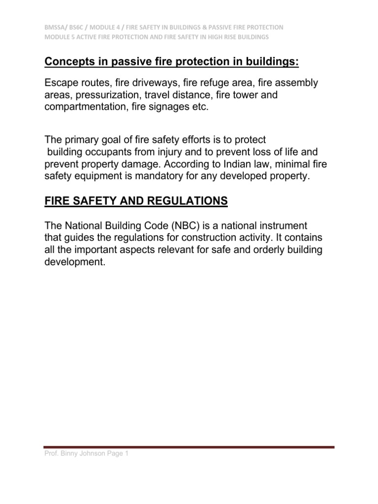 Fire Safety in Buildings & Passive Fire Protection - Sent To Students ...