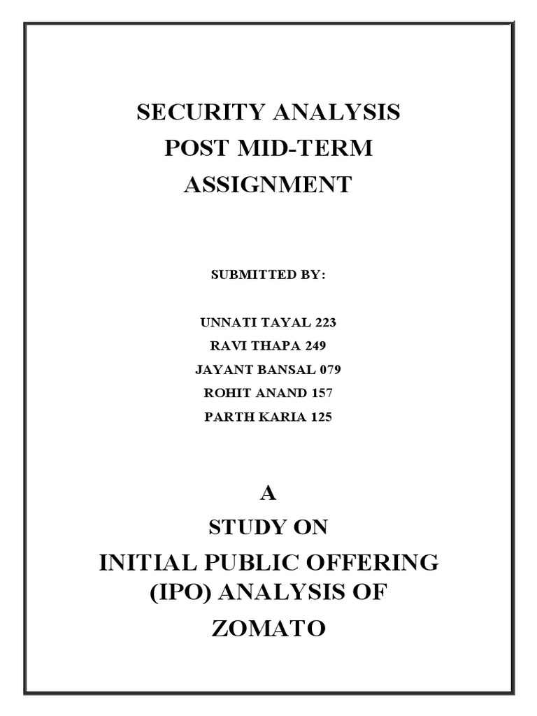 SECURITY ANALYSIS TERM PAPER Final | PDF | Initial Public Offering | Stocks