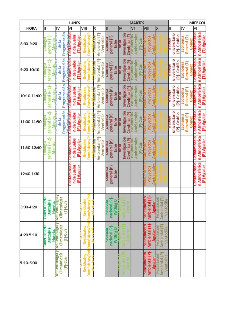 Horario 2022-B | PDF | Tratamiento de aguas | Saneamiento