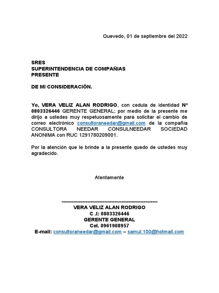 Solicitud Supercias | PDF