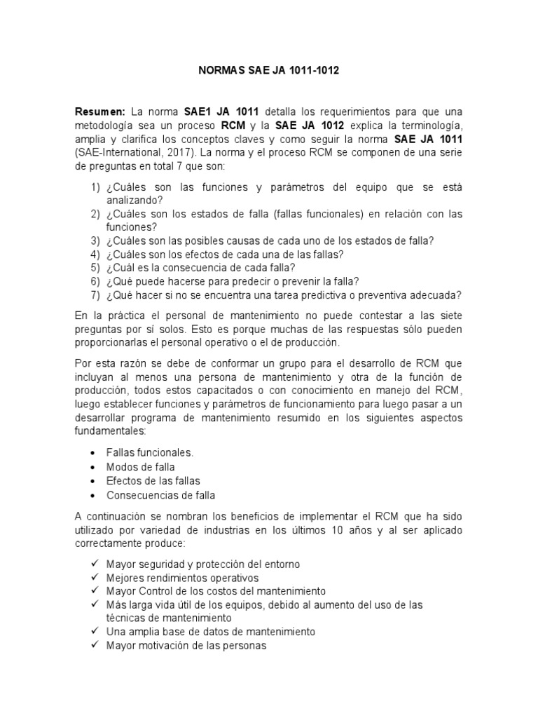 Normas SAE JA 1011 y 1012: RCM y Beneficios | PDF | Business | Informática
