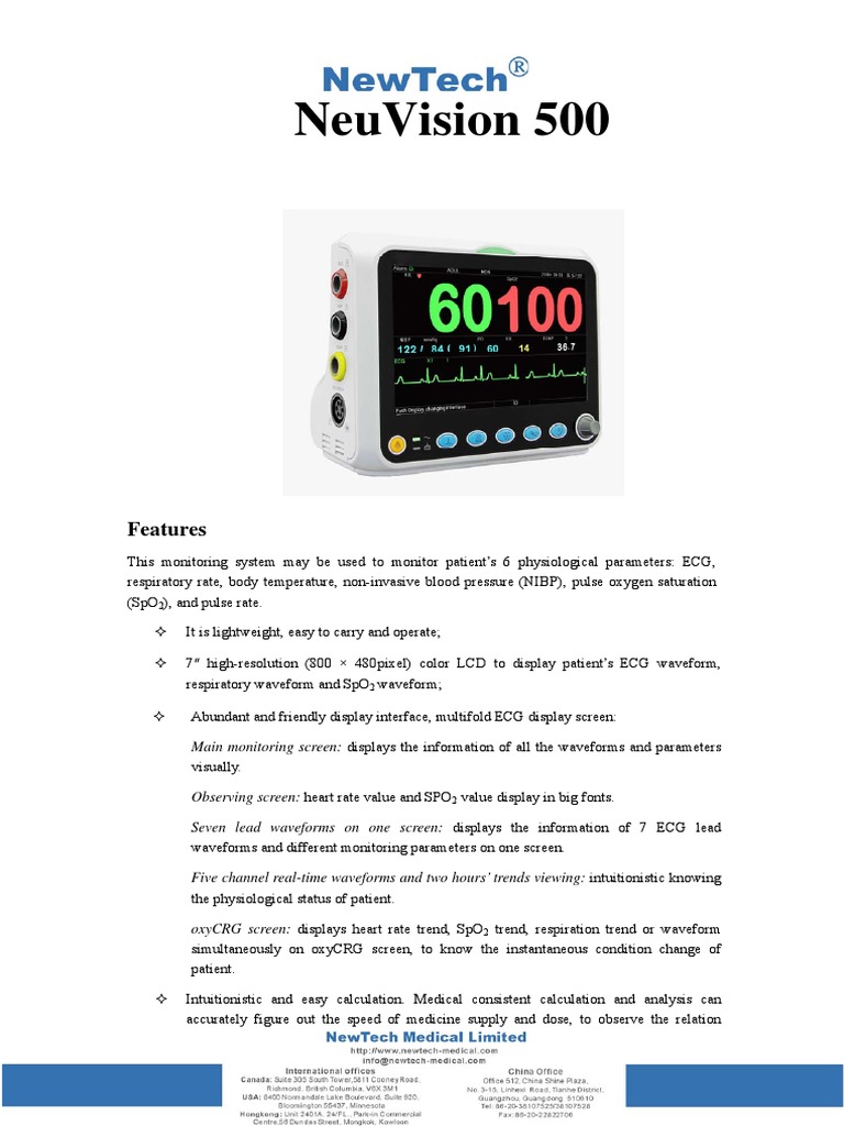 NeuVision 500 | PDF | Blood Pressure | Electrocardiography