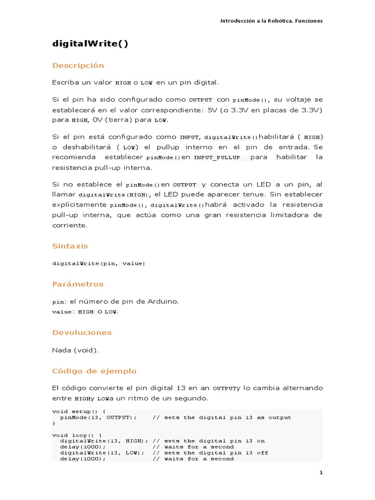 Funciones Elementales | PDF | Arduino | Ciencias de la Computación