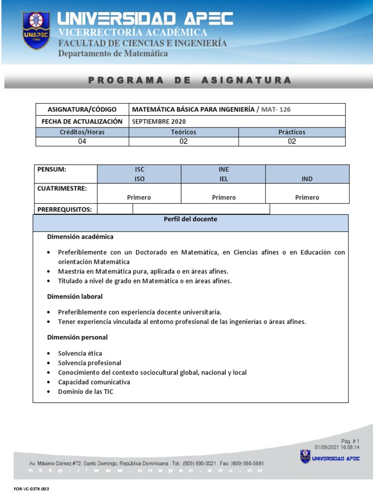 MAT-126 Matemática Básica para Ingeniería | PDF | Ecuaciones | Número complejo