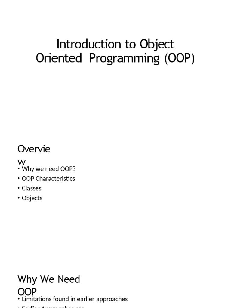 An Introduction To Object Oriented Programming Concepts Classes