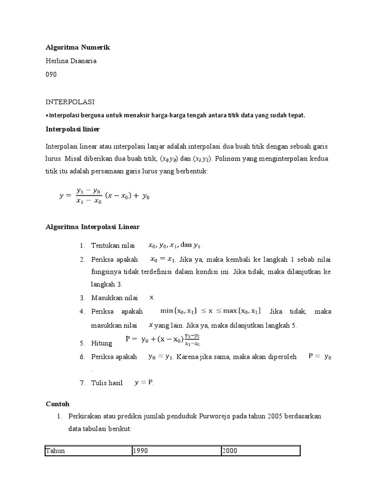 Algoritma Interpolasi dalam Matematika | PDF