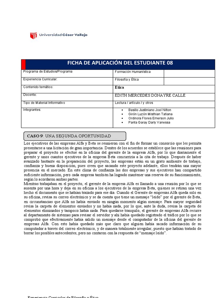 Ficha de Aplicación 08 | PDF | Moralidad | Comportamiento