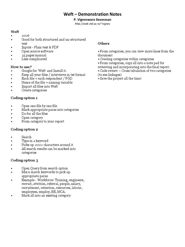 Weft Demo Notes | PDF