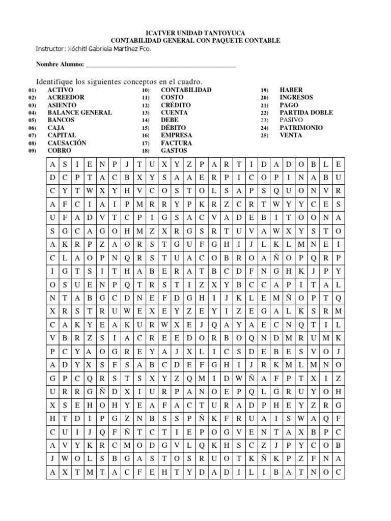 Sopa de Letras-Conceptos Basicos Actividad 1 | PDF | Contabilidad | Factura