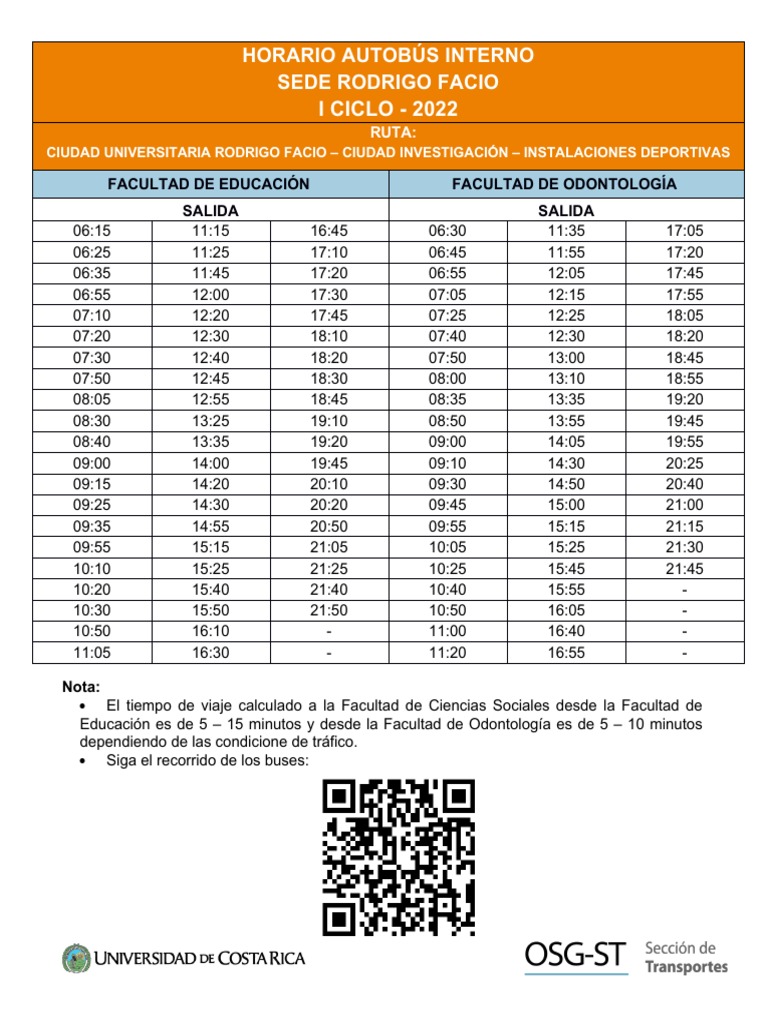 Horario Bus Interno Ic2022 | PDF