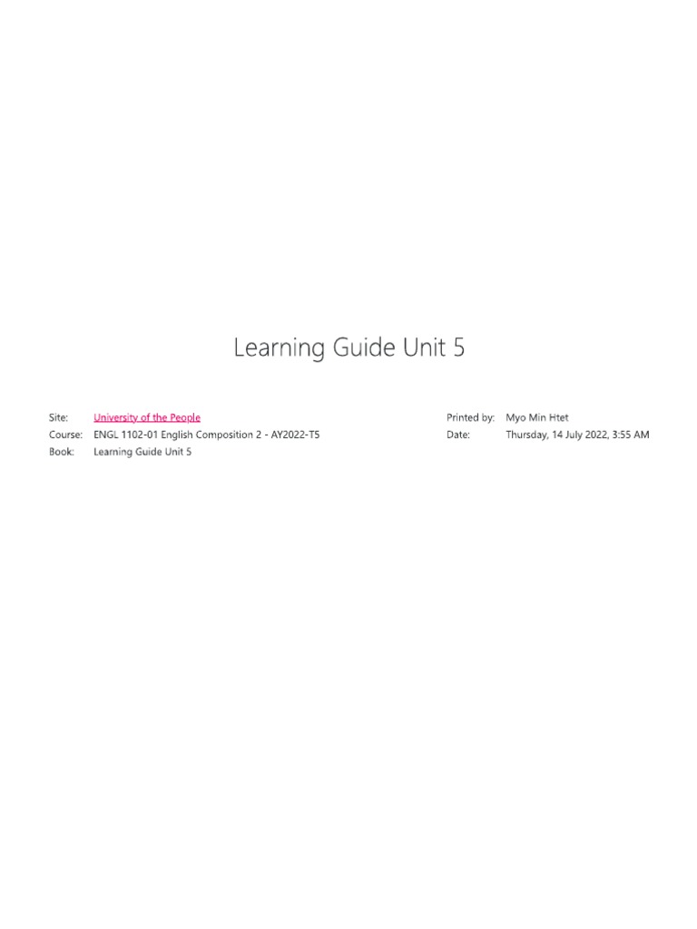 ENGL 1102 Learning Guide Unit 5 | PDF