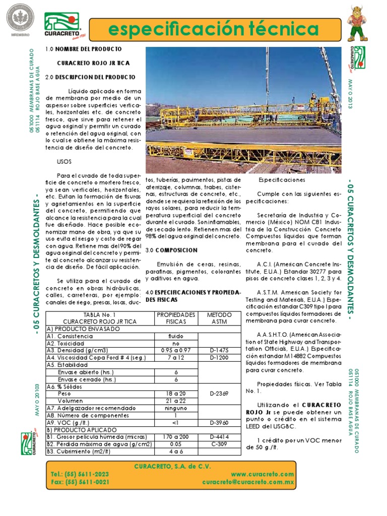 CURACRETO | PDF | Hormigón | Agua