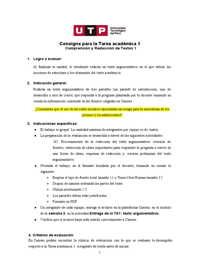 TA1 Consigna | PDF | Depresión (estado de ánimo) | Adolescencia
