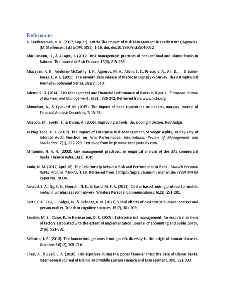 Refrences | PDF | Banks | Risk