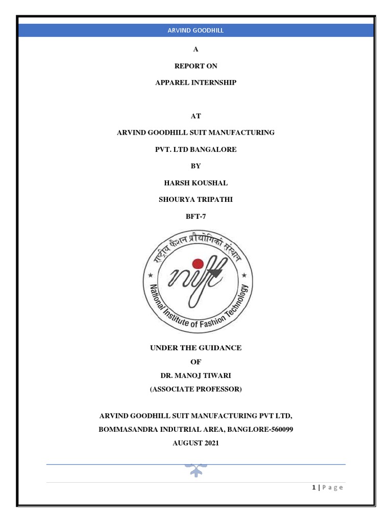 Apparel Production Report (Arvind Goodhill) | PDF | Procurement | Textiles