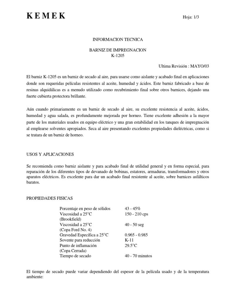 Barniz Claro K1205 | PDF
