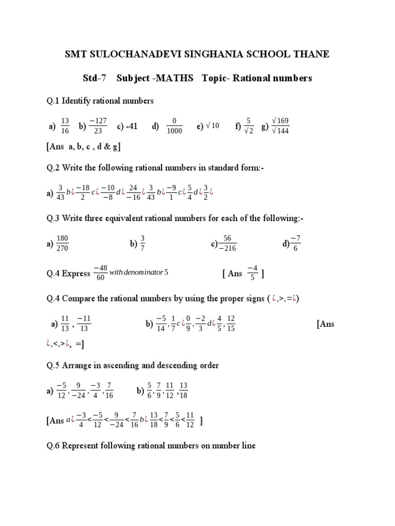 Rational Numbers | PDF | Mathematical Concepts | Mathematical Analysis