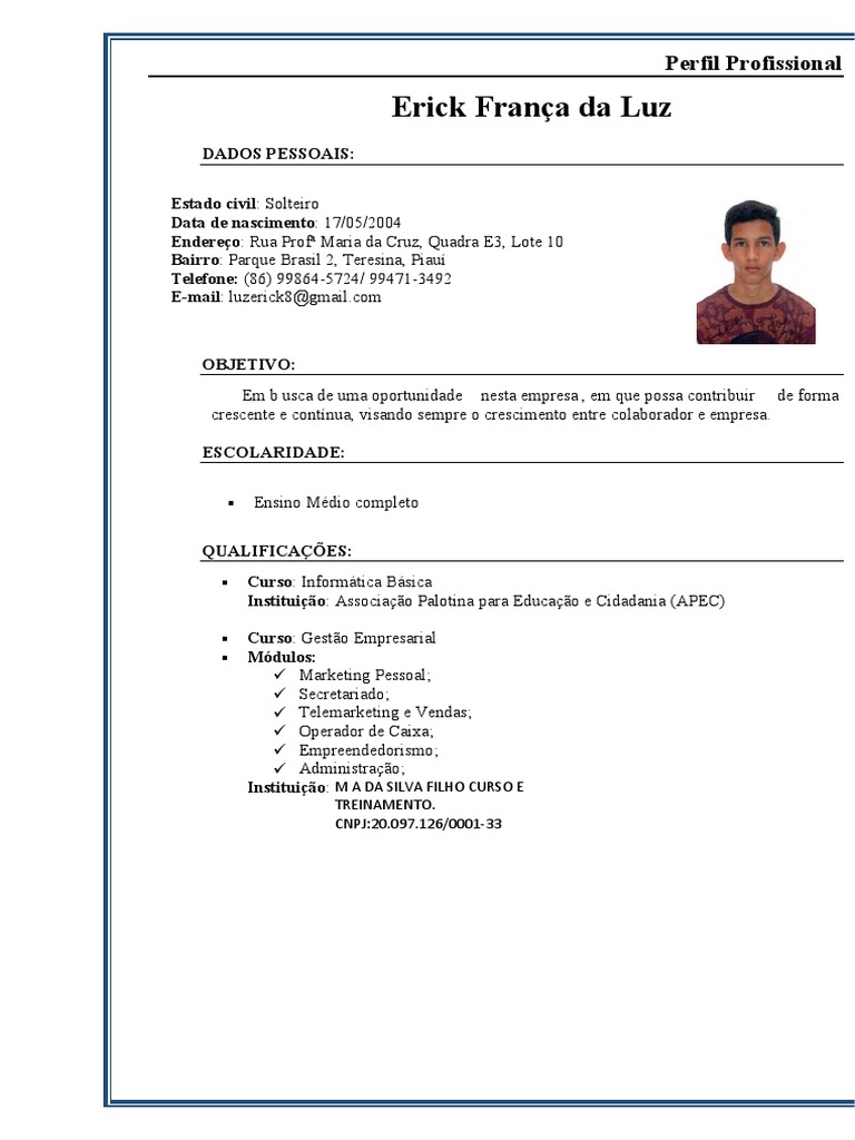 Currículo Erick. | PDF