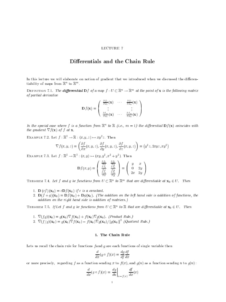 Differentials and The Chain Rule: F M F F F | PDF | Derivative | Subtraction