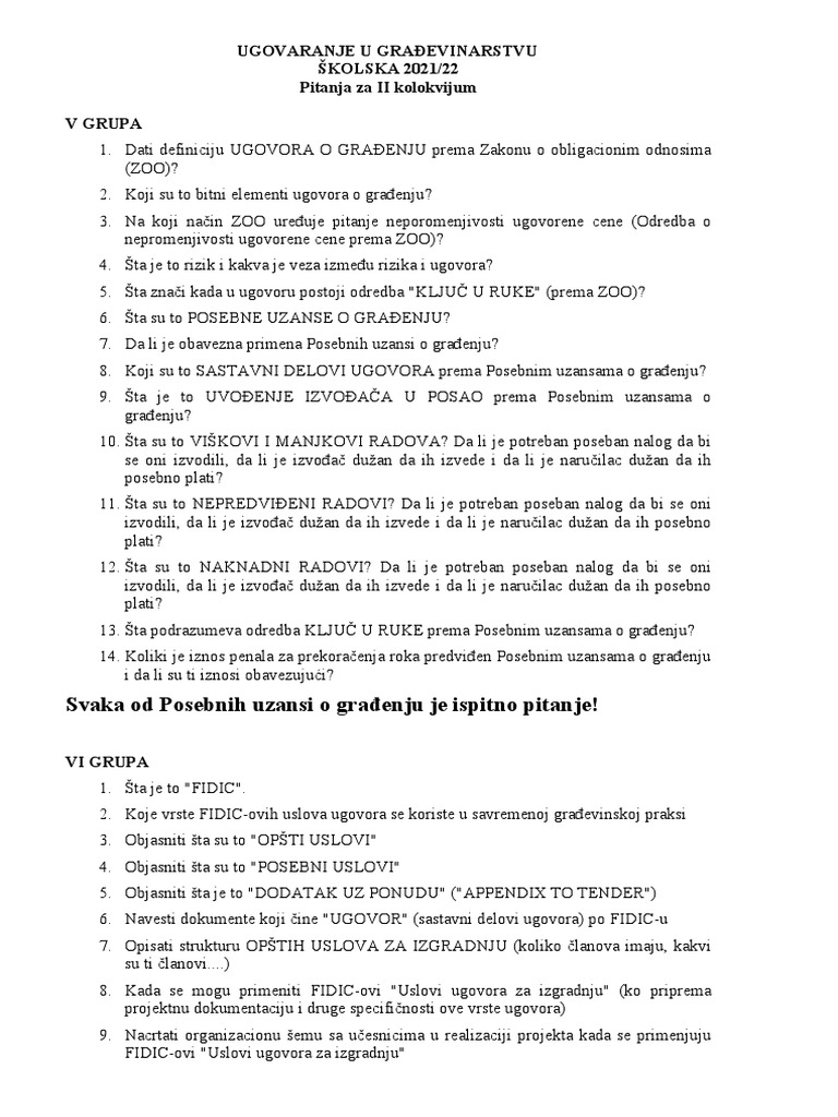 Ugovaranje Kolokvijum 2 | PDF