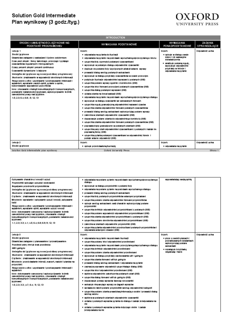 Solutions Gold Intermediate - Plany Wynikowe - Szkoêa Ponadgimnazjalna ...